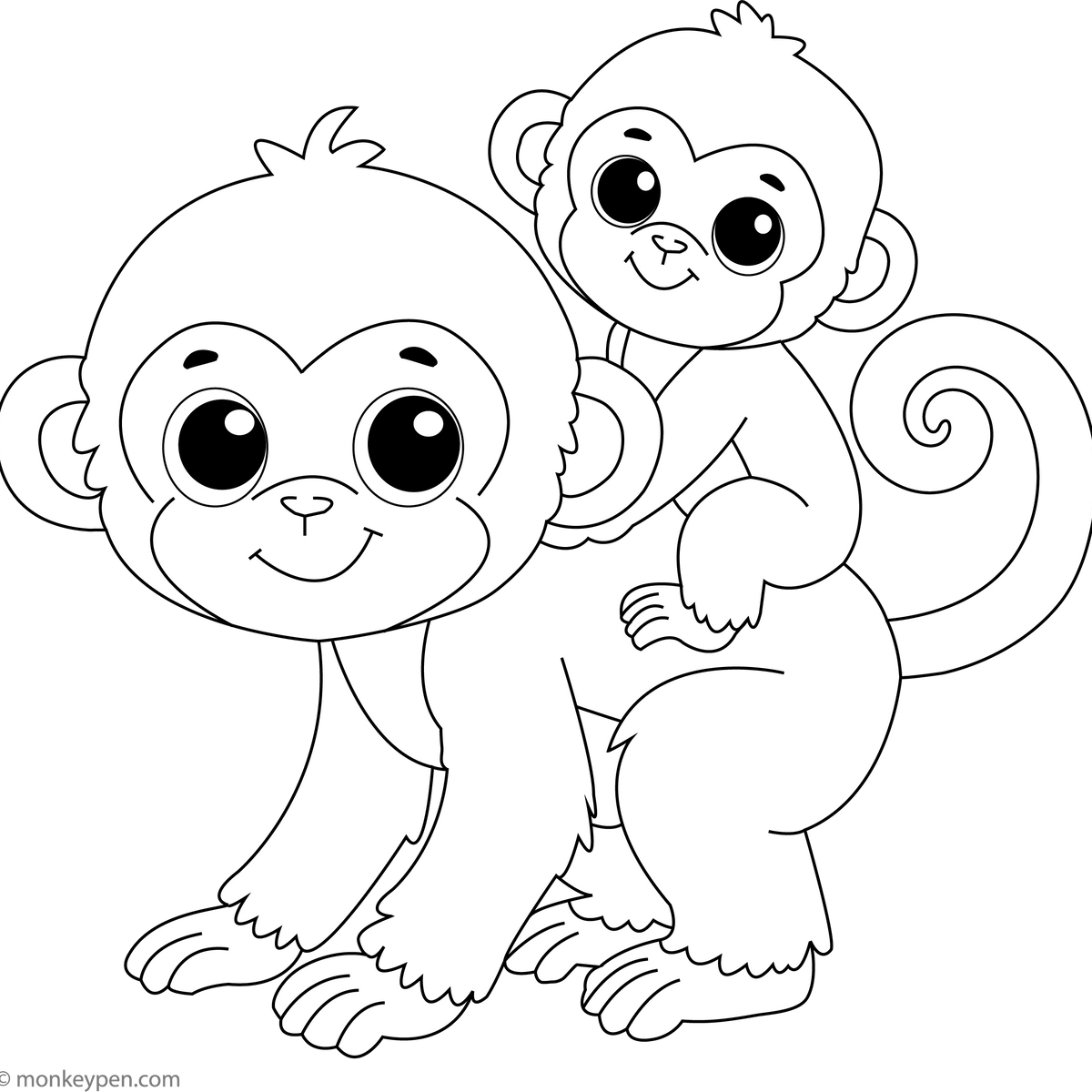monkey and elephant coloring pages
