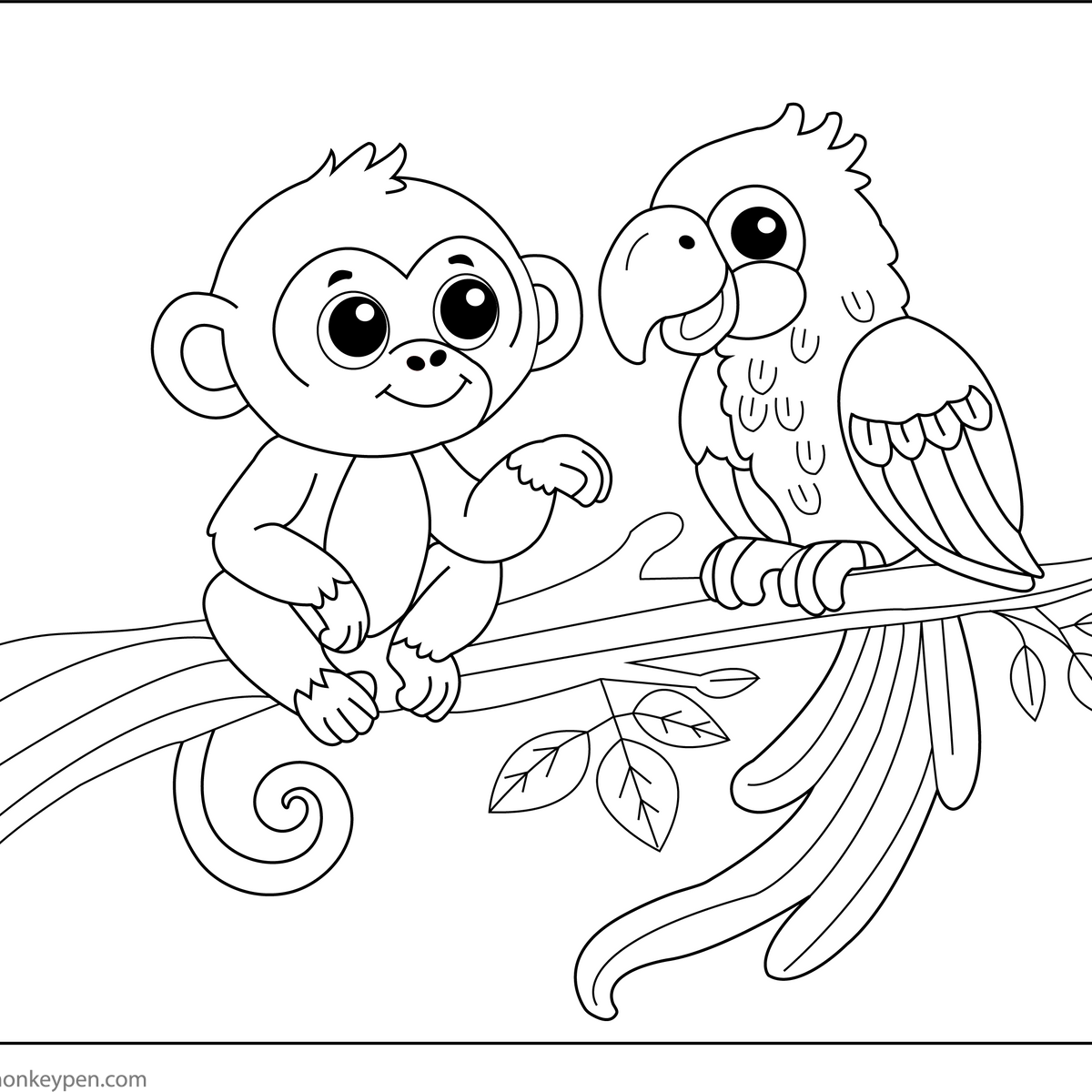 monkey in a tree coloring page