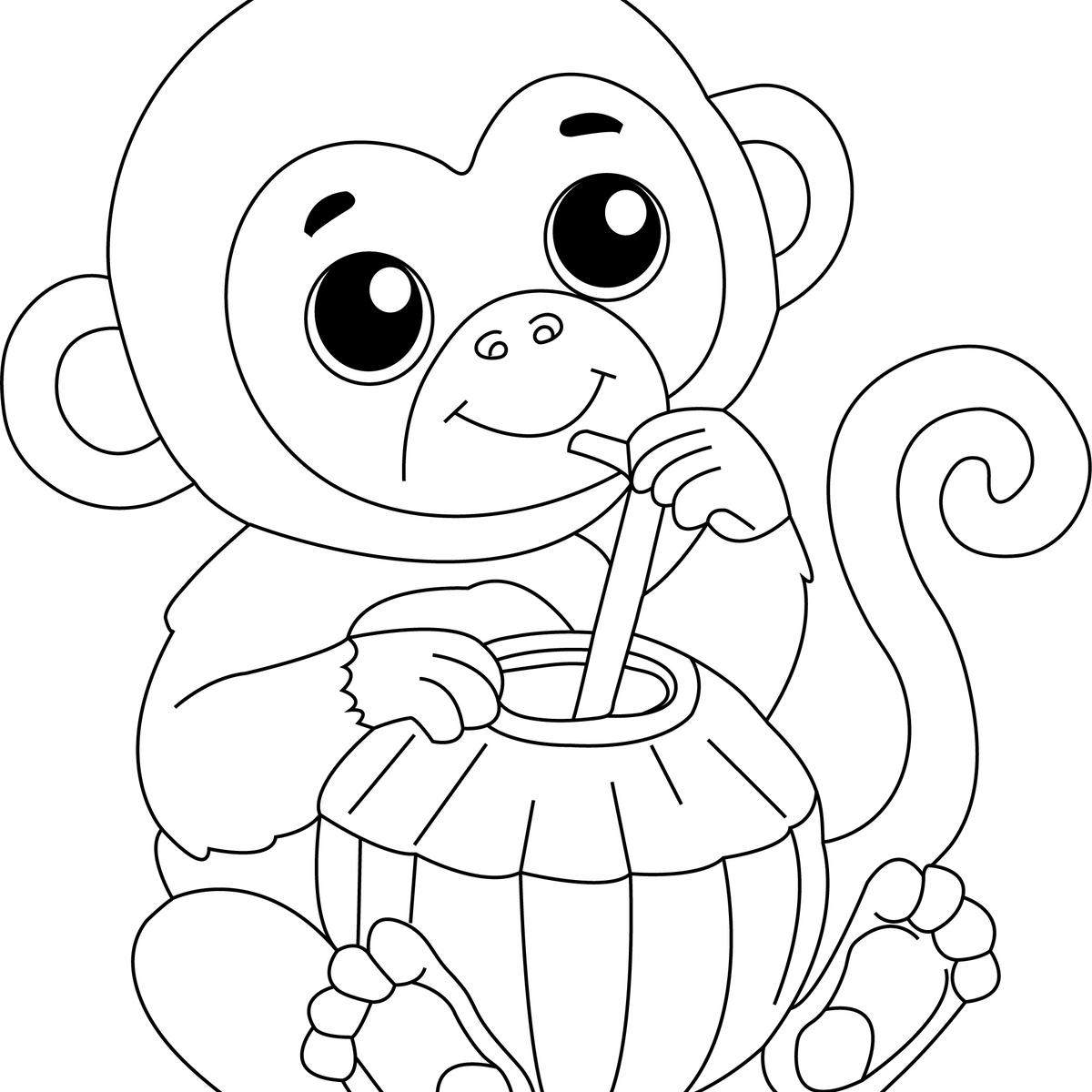 coloring pages cute monkey