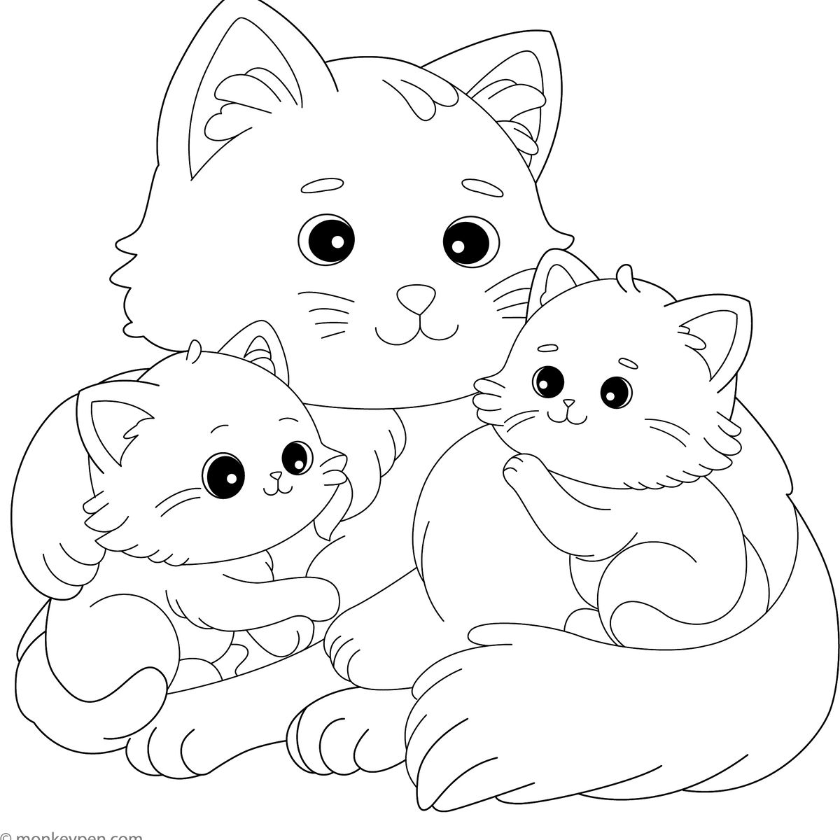 Cat and Kitten | Grab Free Coloring Sheets to Download