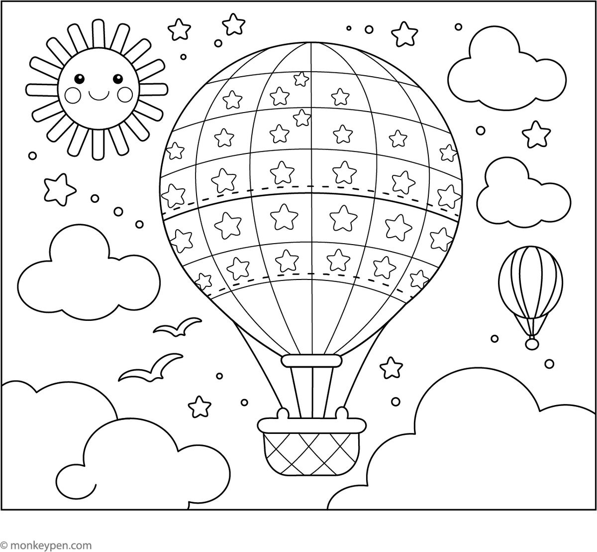 hot air balloon coloring pages to print