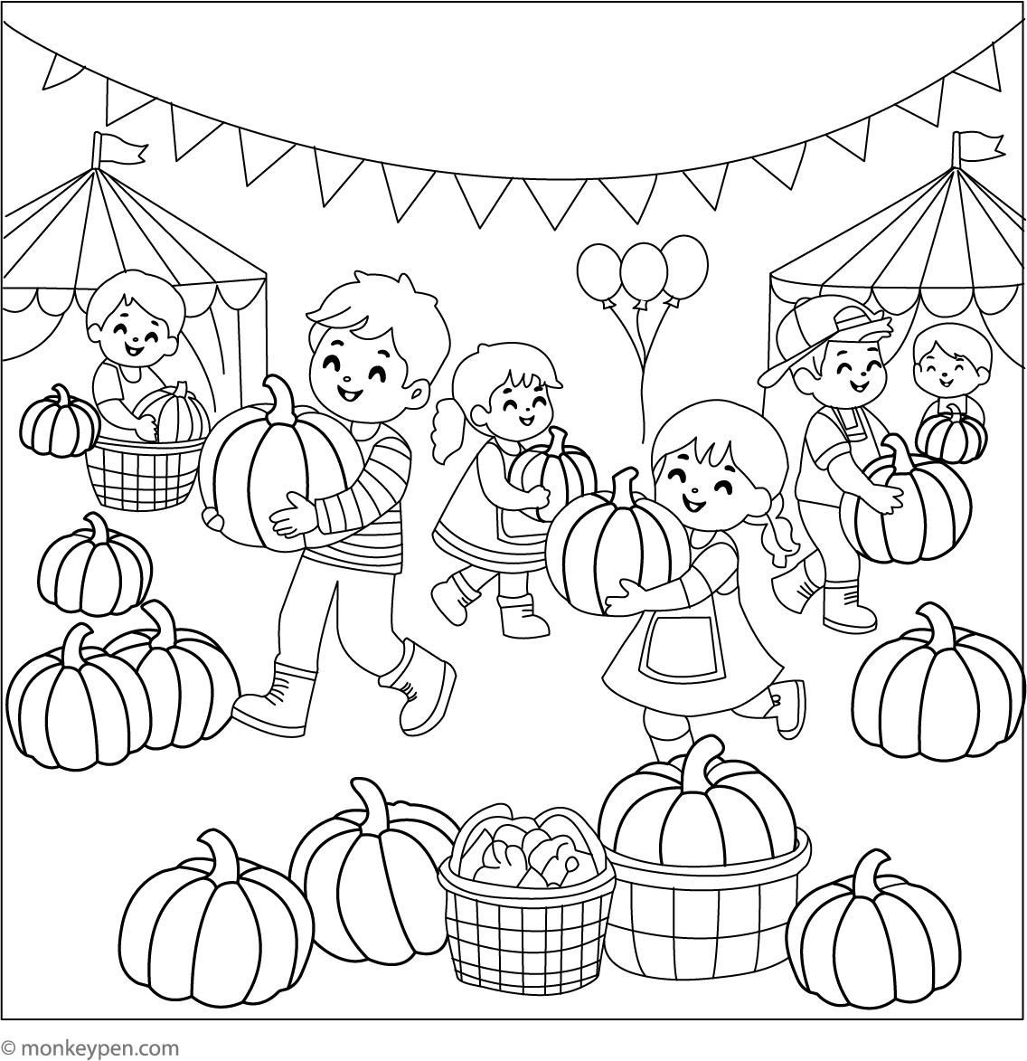 Pumpkin Festival Fun | Free Printable Coloring Page PDF