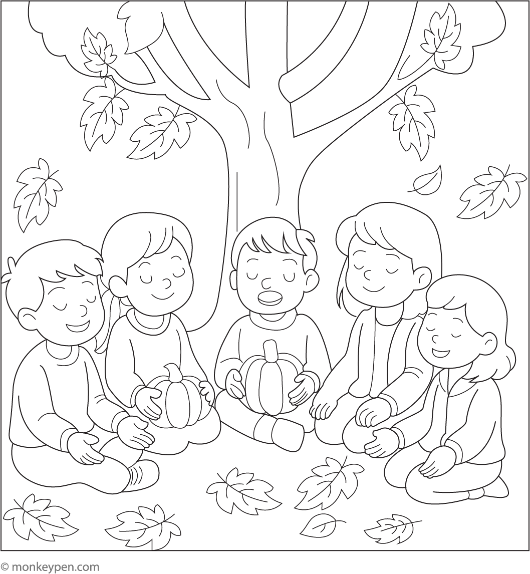 Thanks Giving Tree | Free Coloring Page Download