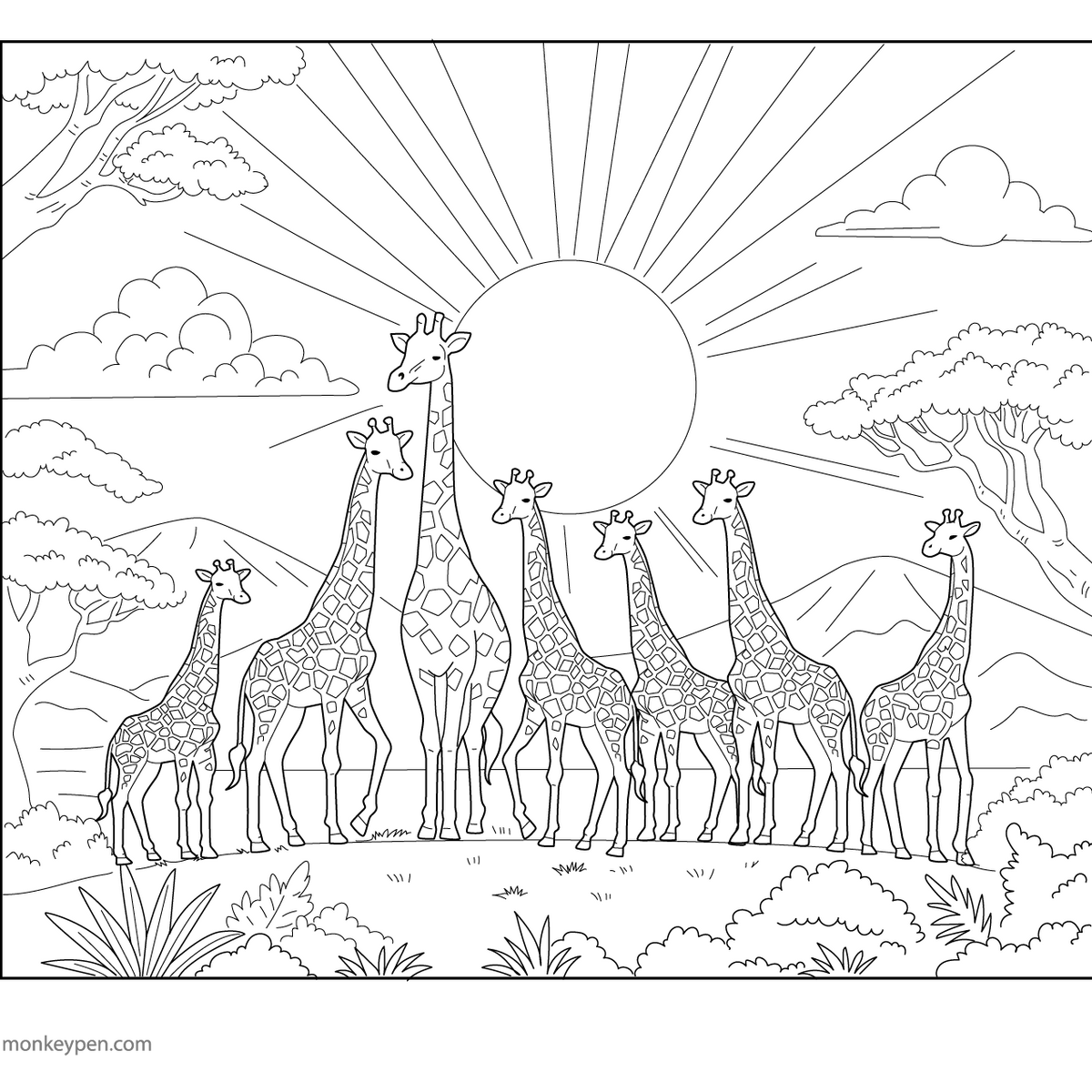 free printable coloring pages of giraffes