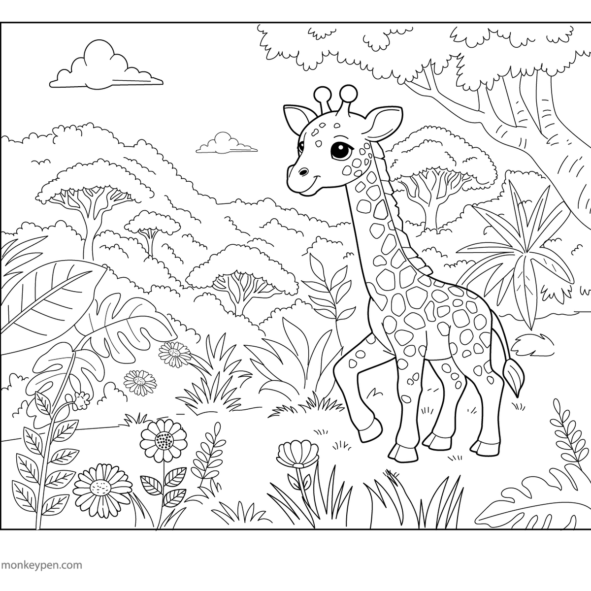 realistic jungle coloring pages
