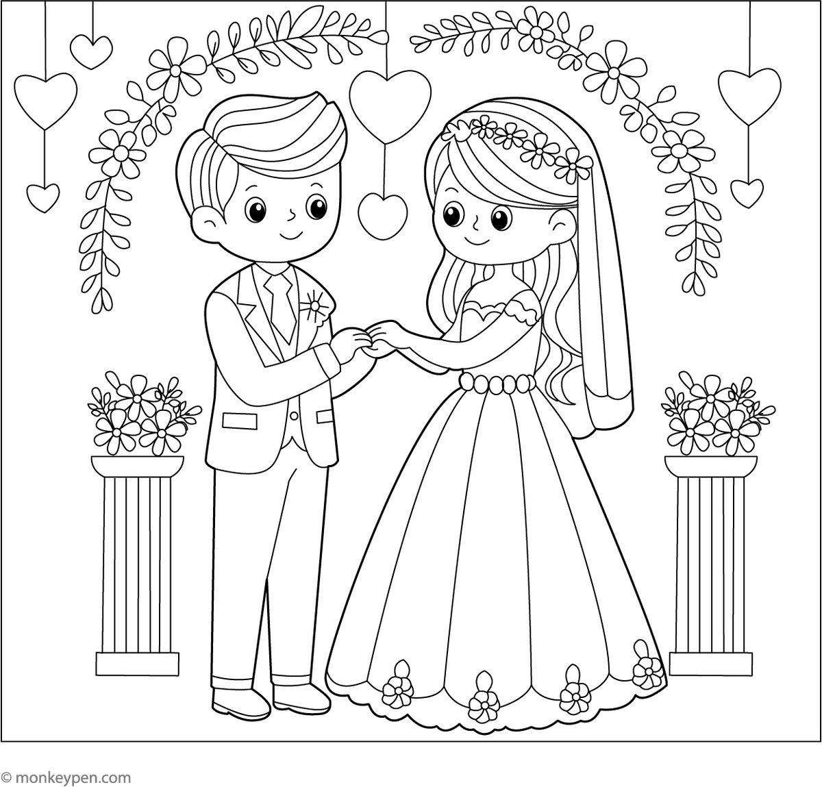 wedding colouring picture