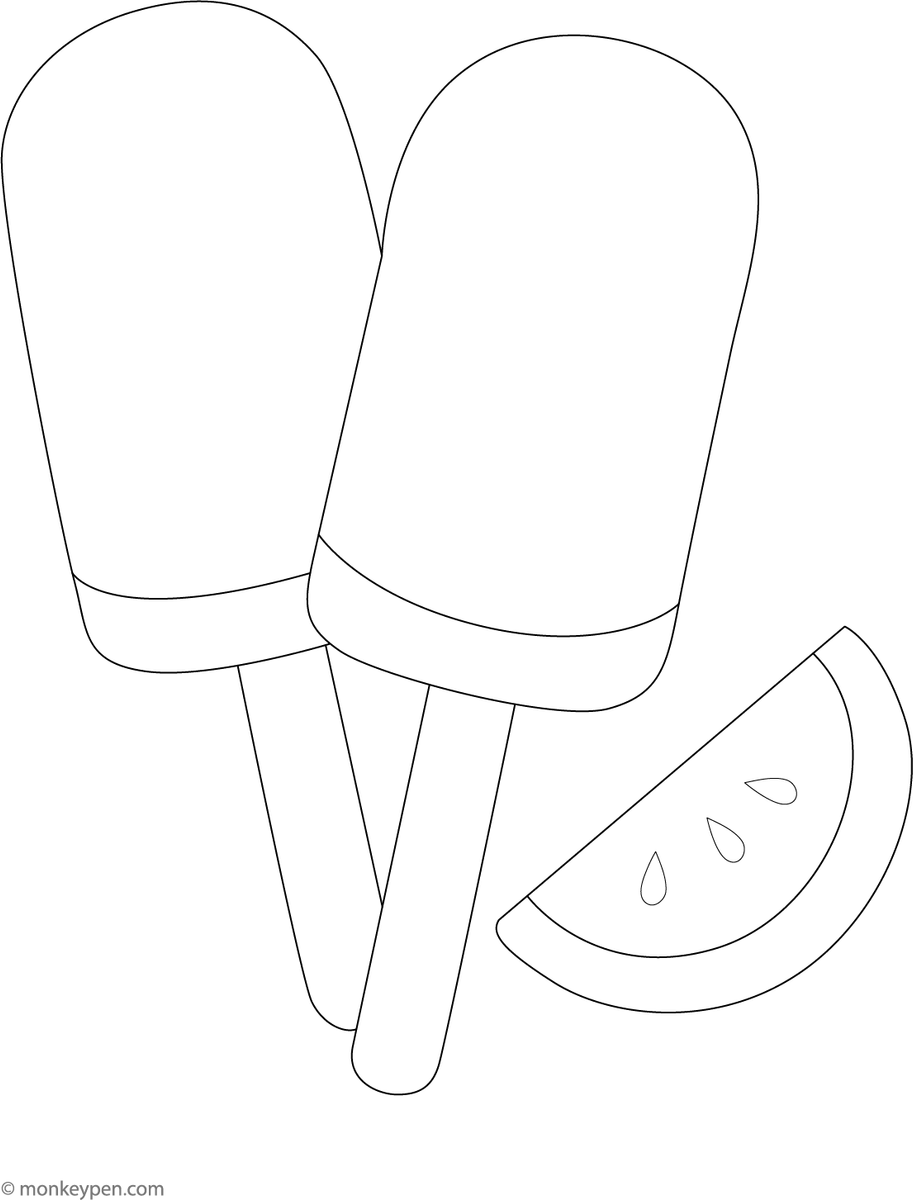 Watermelon Ice Lollies | Free Coloring Page