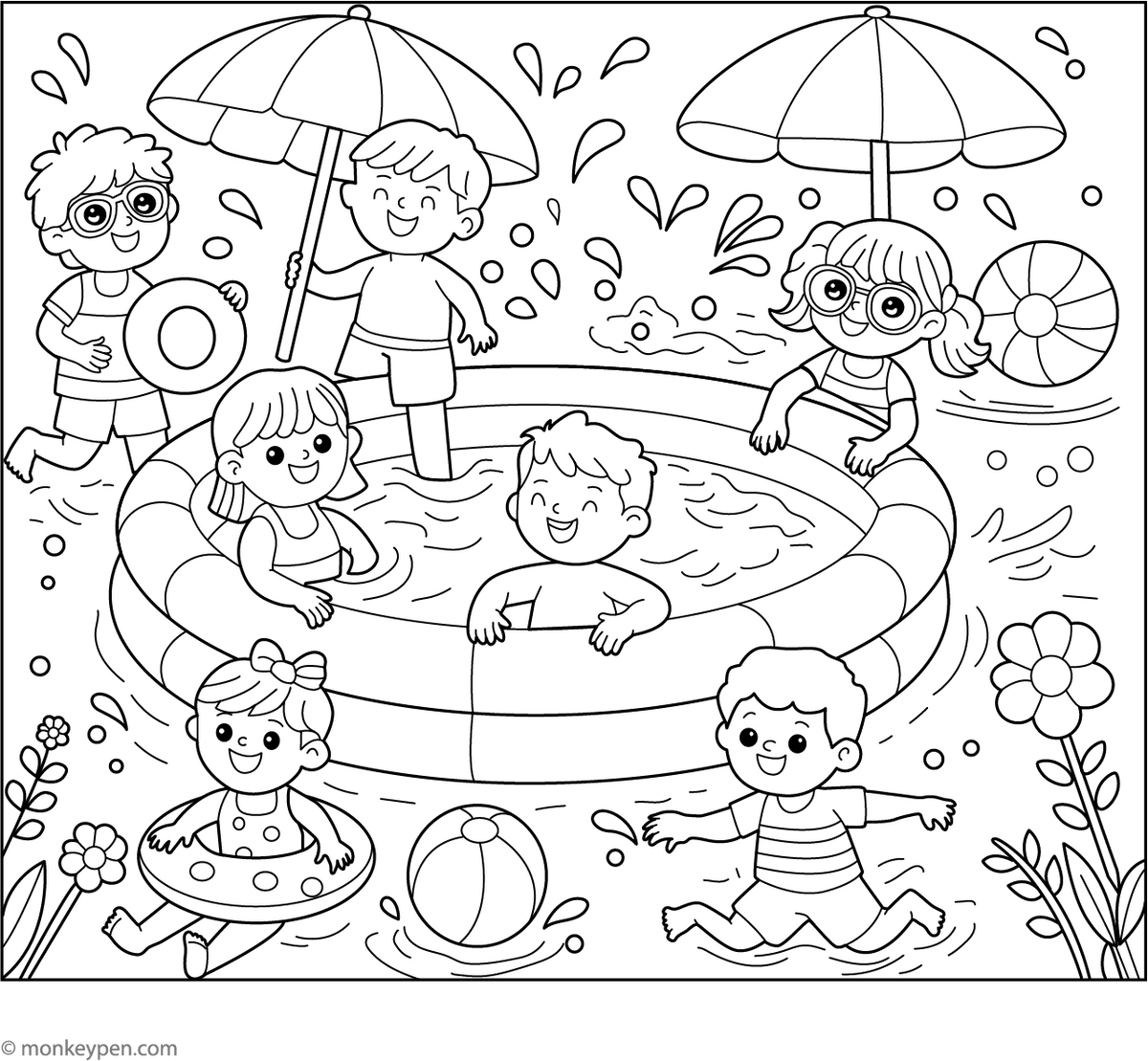 coloring page of a pool