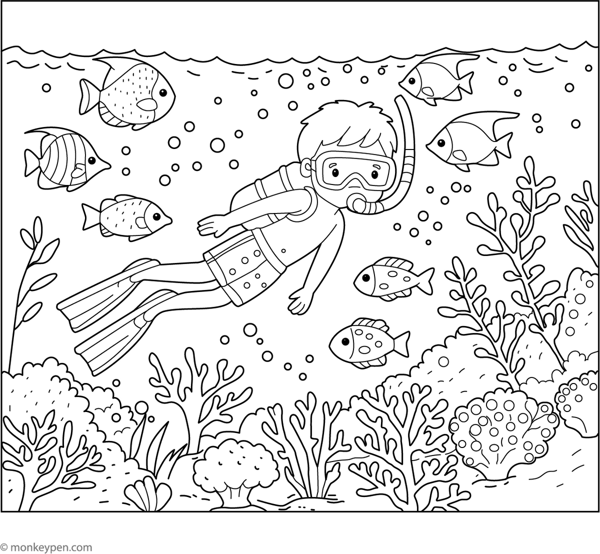 diving coloring pages