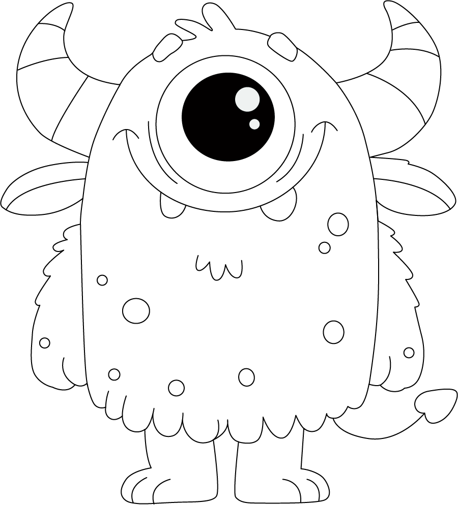 Cute Monster Coloring Page – Fun and Imaginative Printable for Kids