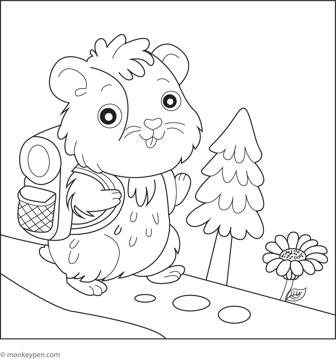 Guinea Pig Adventure - Free Printable Coloring Page PDF