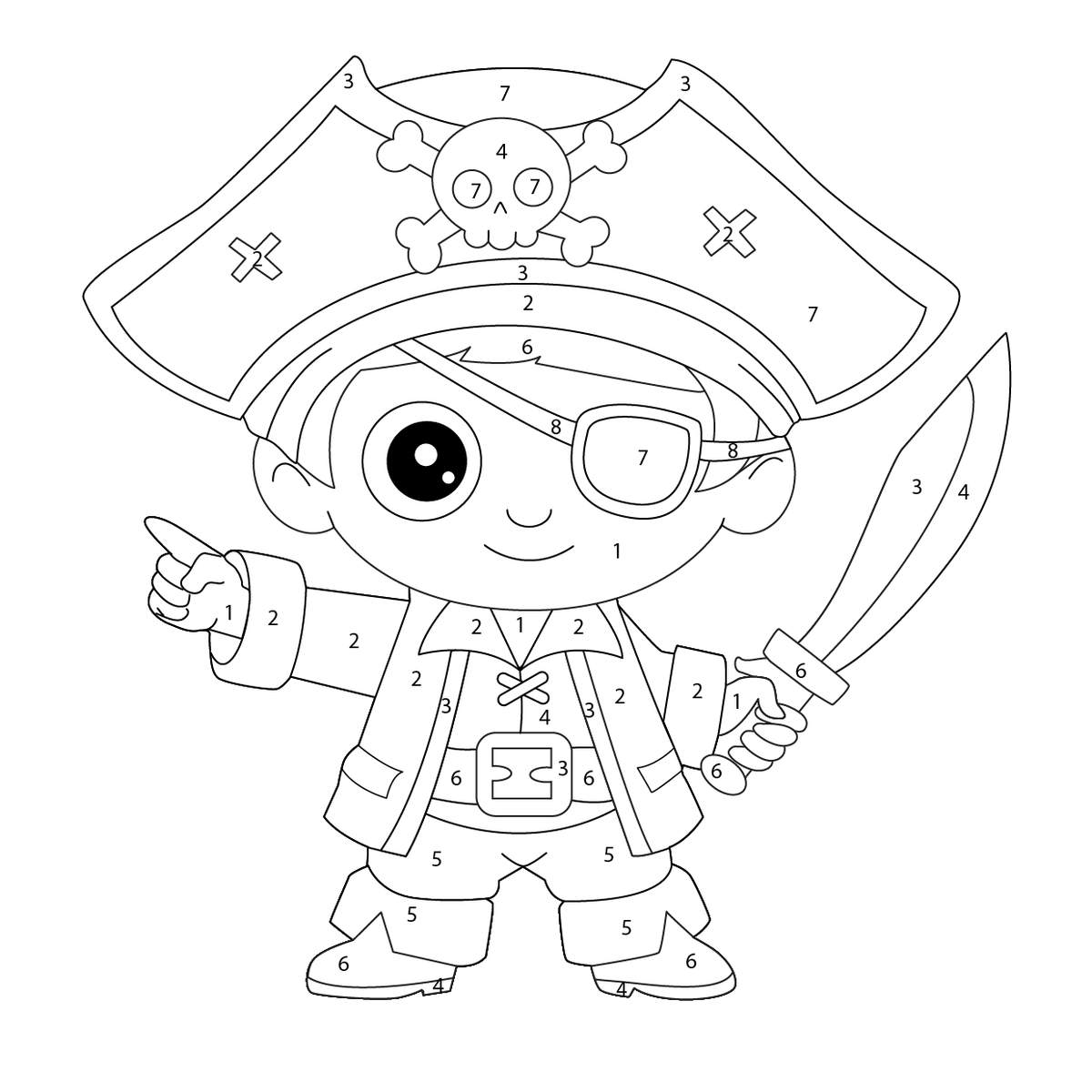 Pirate Color by Number – Fun PDF Download for Toddlers