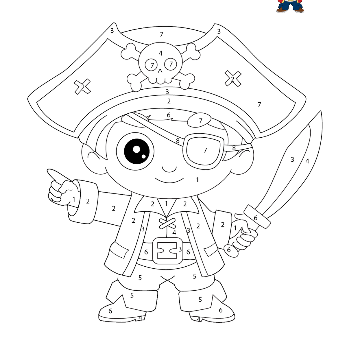 Pirate Color by Number – Fun PDF Download for Toddlers