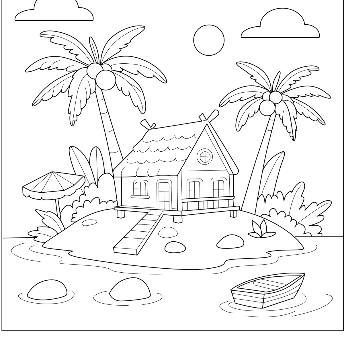 beach house coloring pages for adults