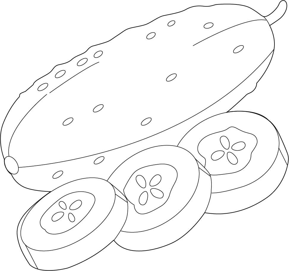 Cucumber Coloring Page – Healthy Vegetable Printable for Kids to Color