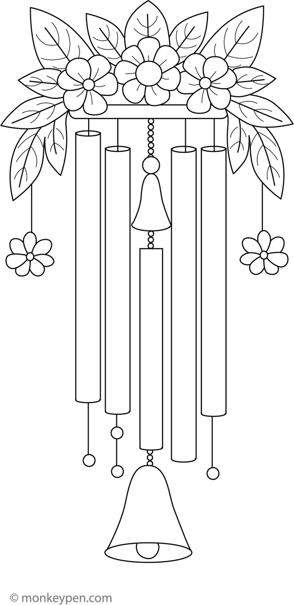 wind chime coloring pages