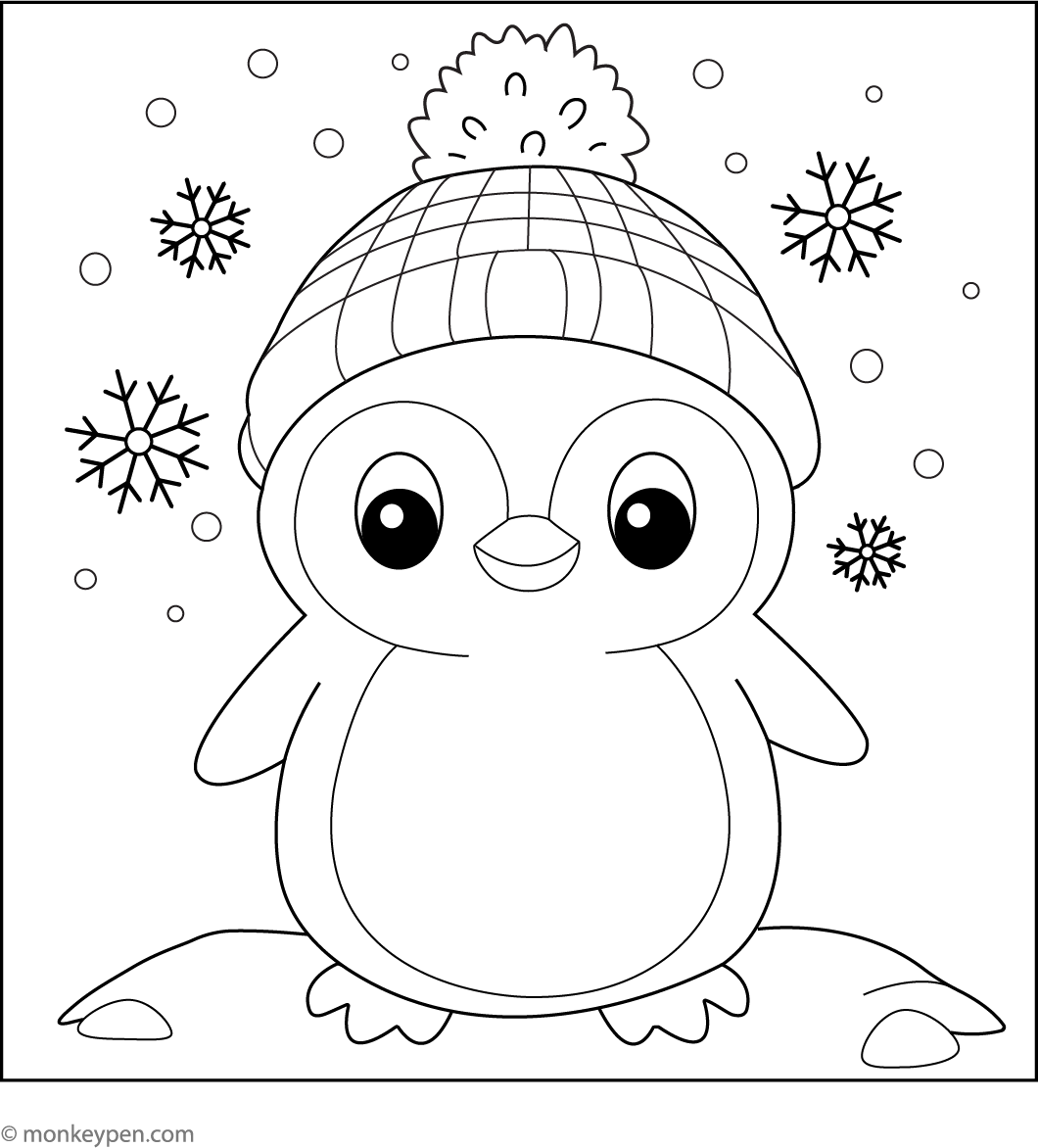 Free Printable Cute Penguin Coloring Page for Kids