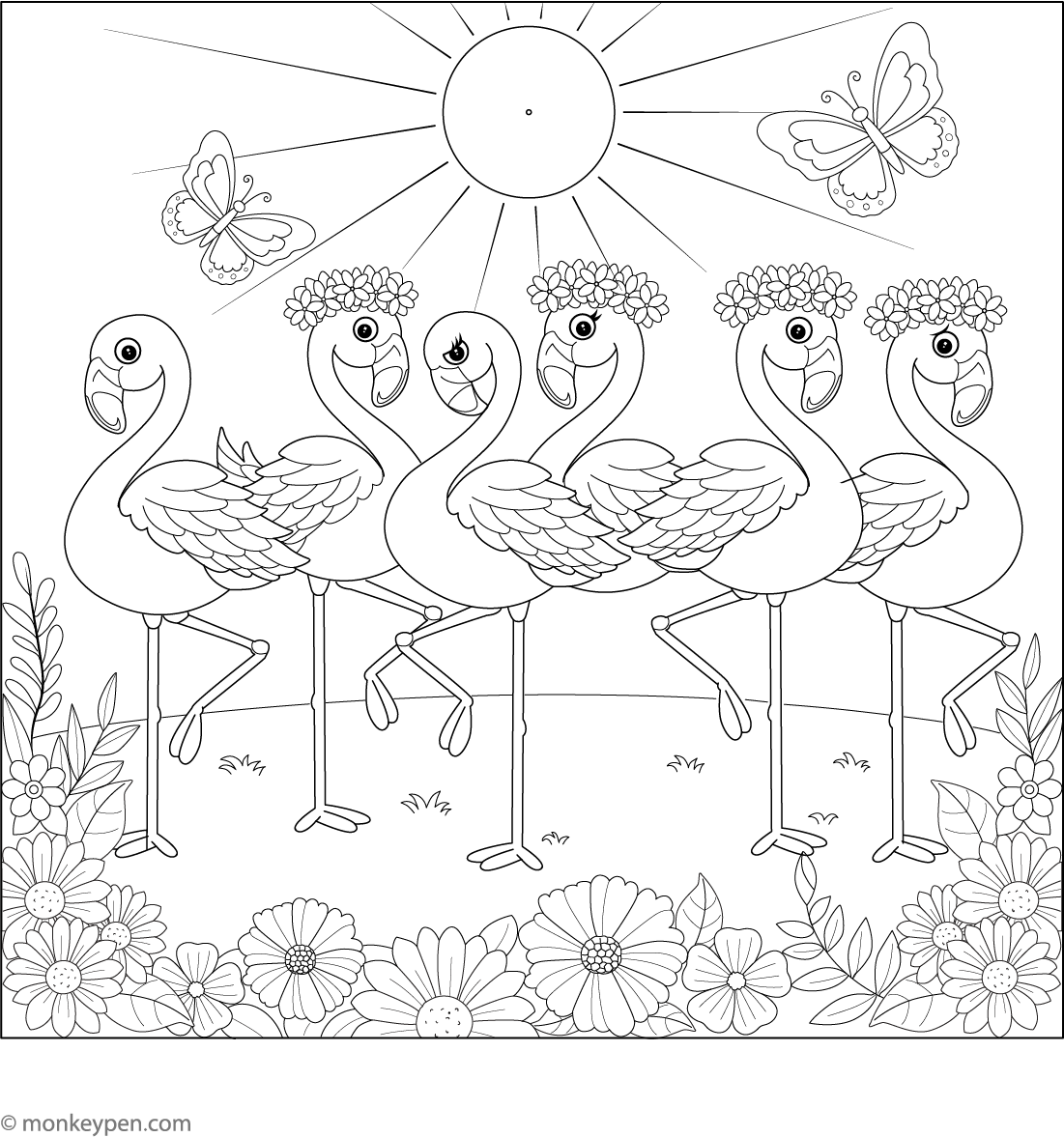 flamingo coloring pages realistic