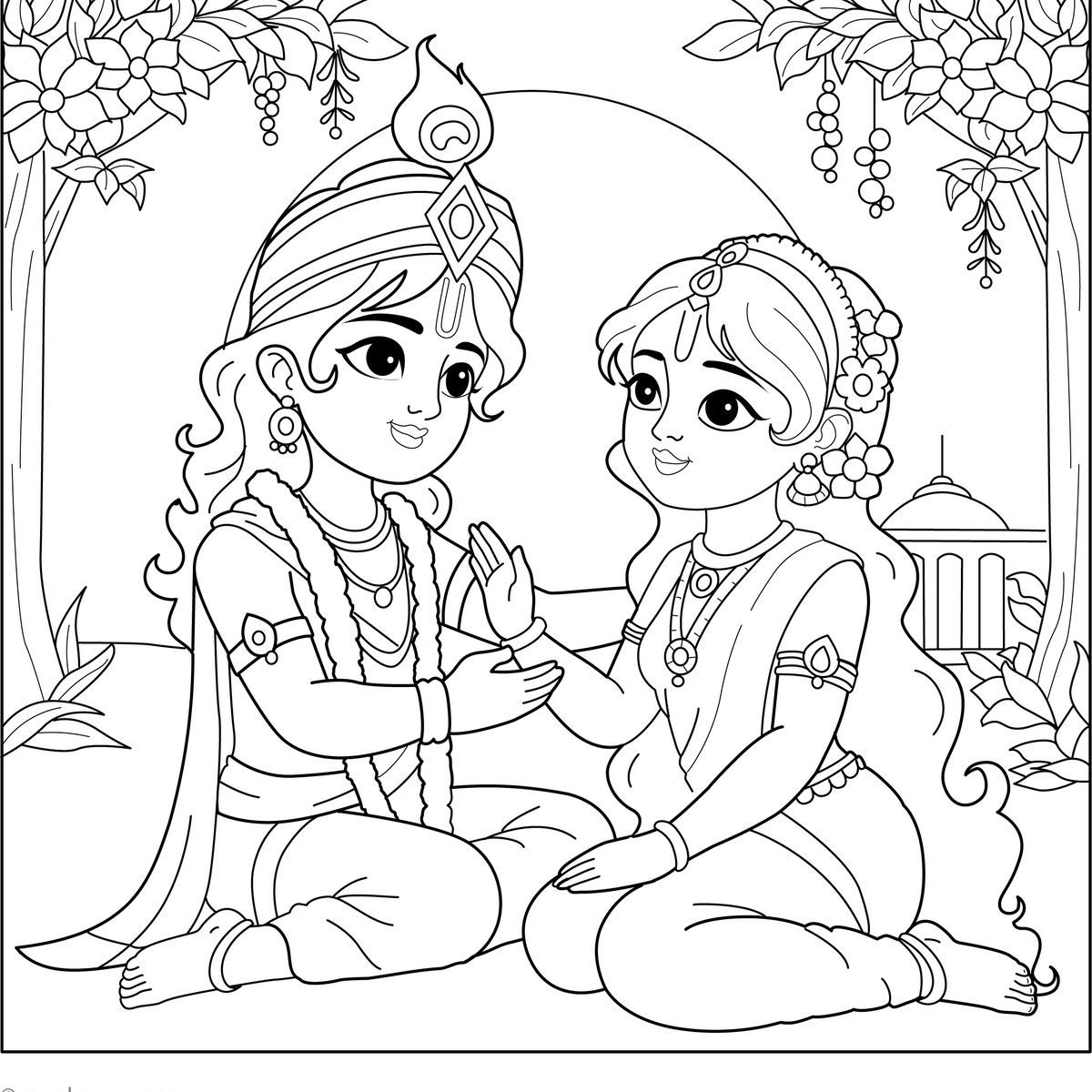 radha krishna coloring pages