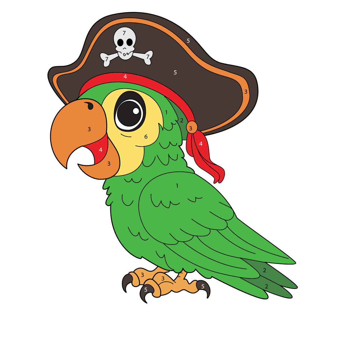 Pirate Parrot Color by Number – Free Worksheet for Kids