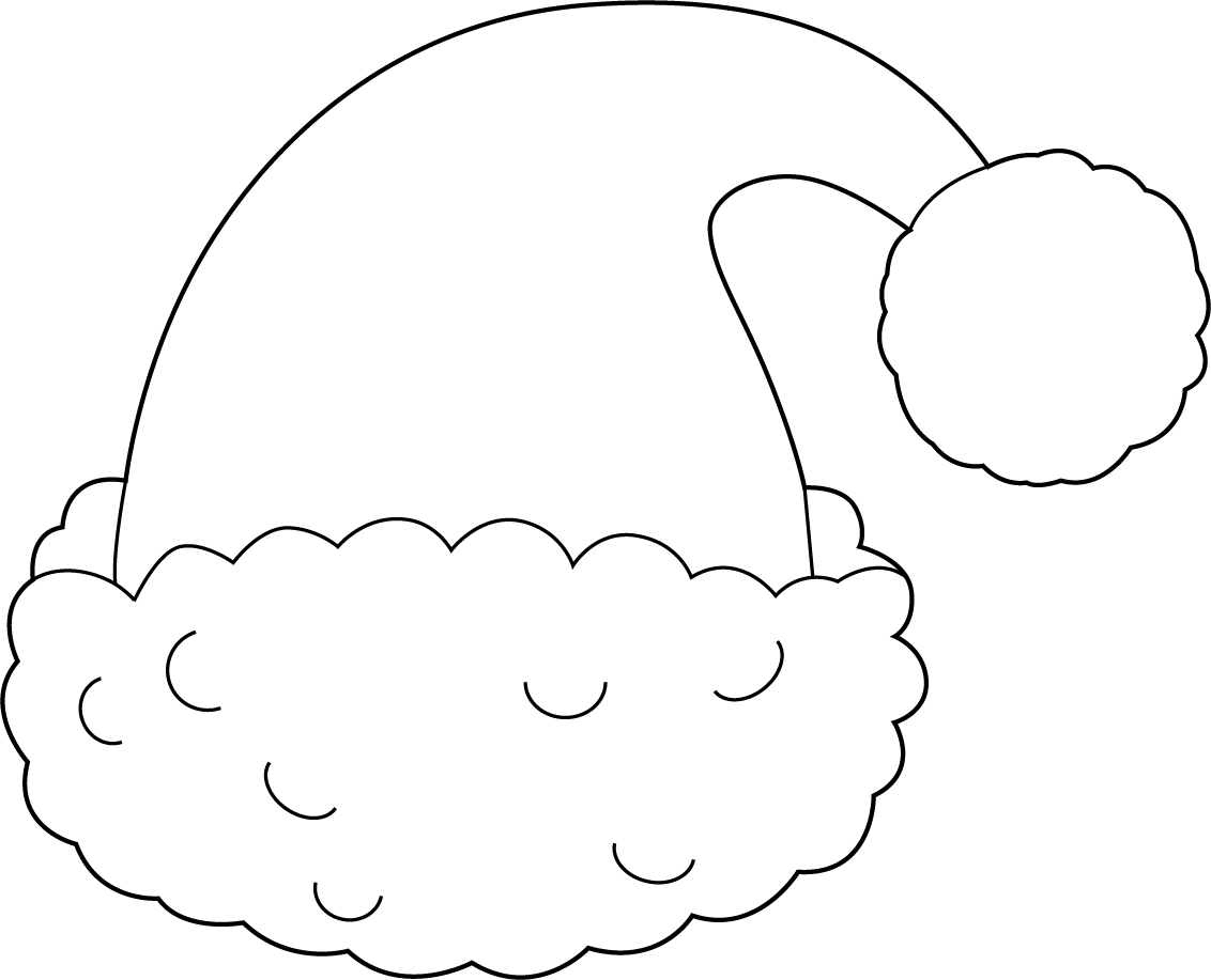 Santa Hat Free Printable Coloring Page PDF for Kids
