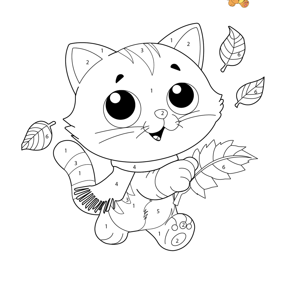 Cat Color by Number – Free Coloring Pages For Kids