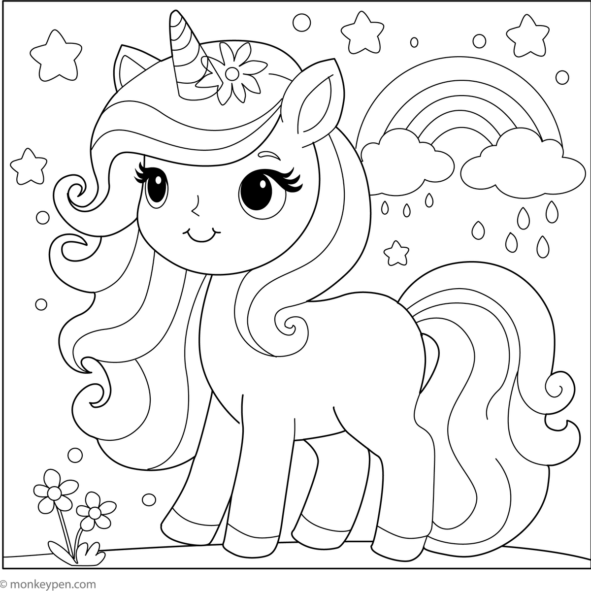 unicorn printable coloring picture