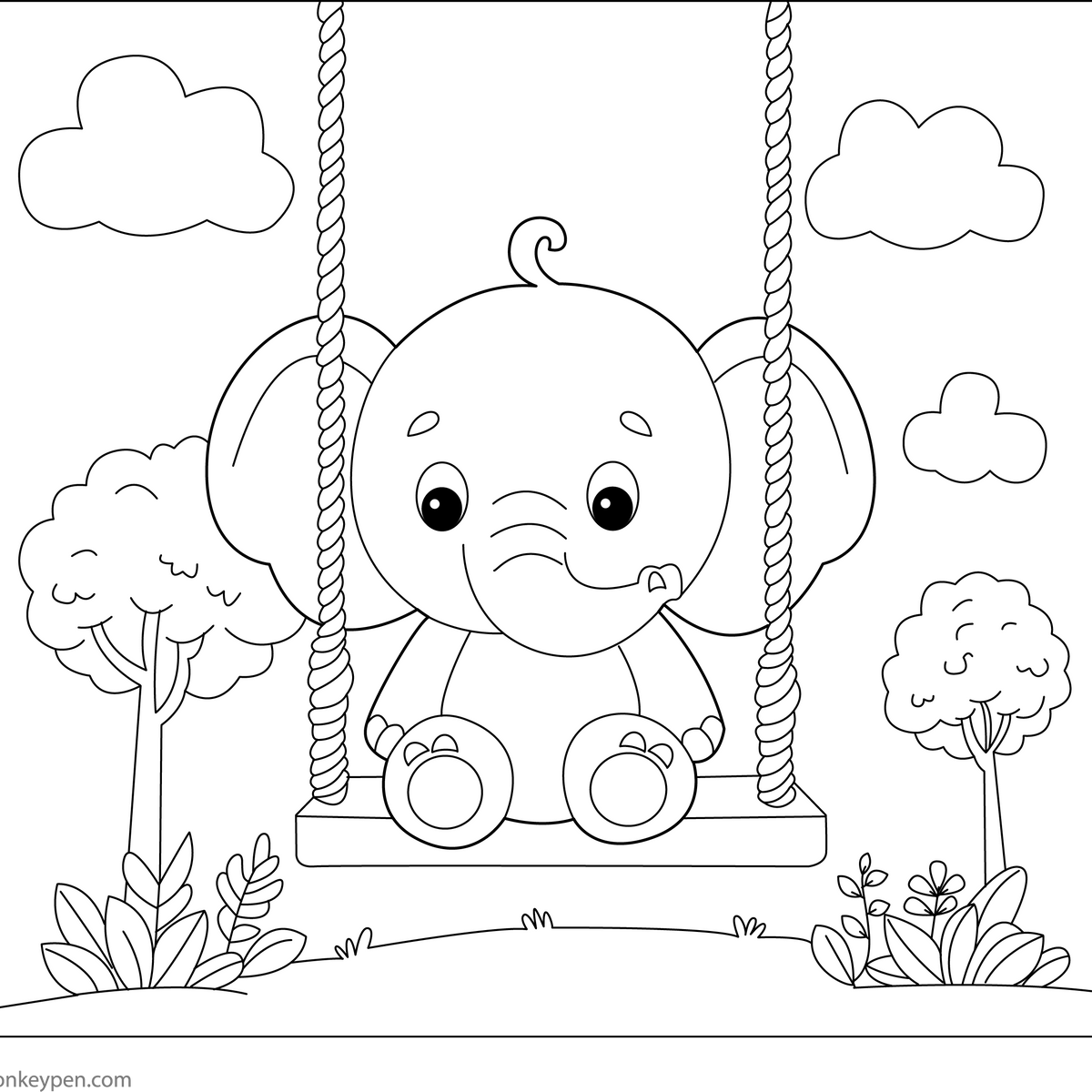 baby elephant cartoon coloring pages