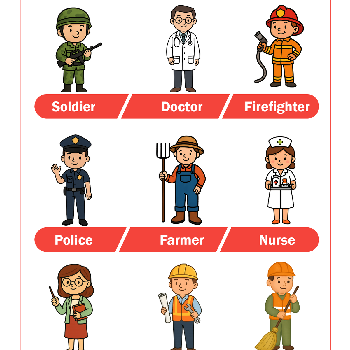 Community Helper Educational Poster for Children – Printable Learning