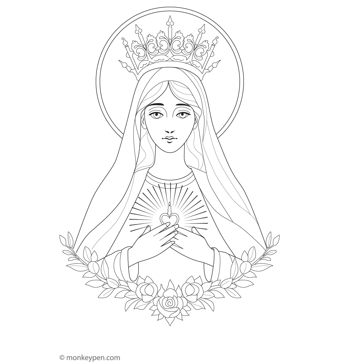 Adorable Mother Mary Coloring Page – Fun Printable for Kids