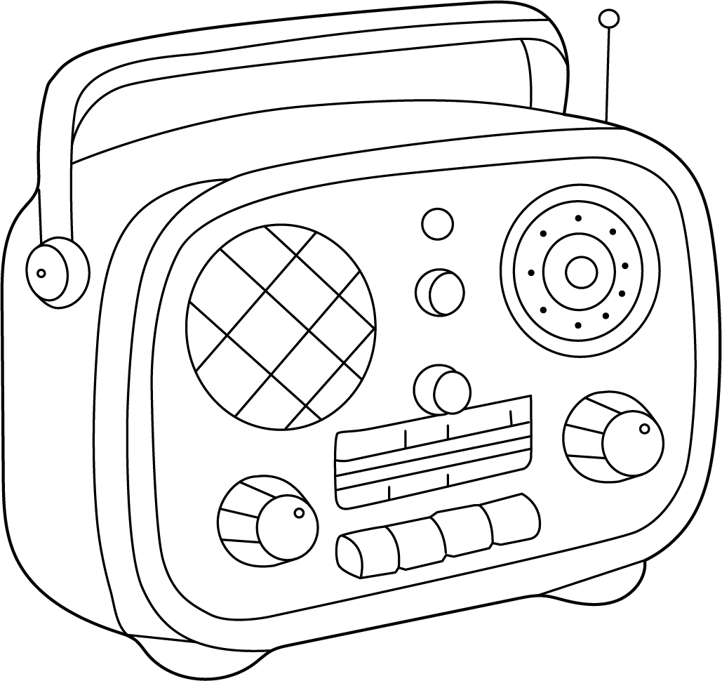 Vintage Radio Coloring Page – Fun Retro Activity for Kids