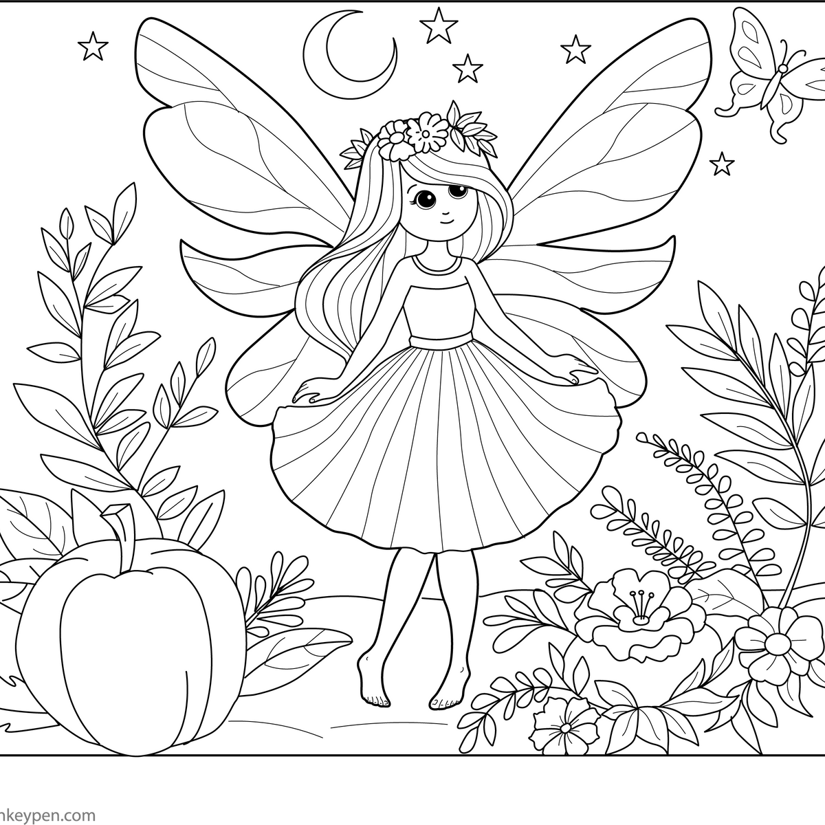 Printable Butterfly Fairy Coloring Page – Free PDF for Kids