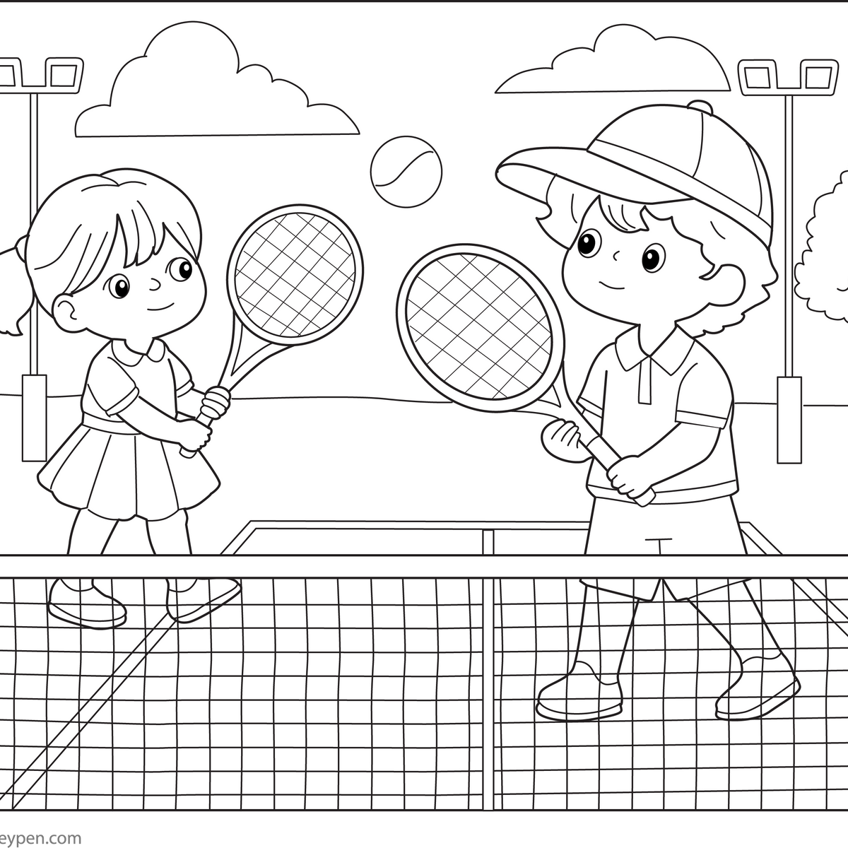 Free Printable Tennis Coloring Page for Kids Fun Activity