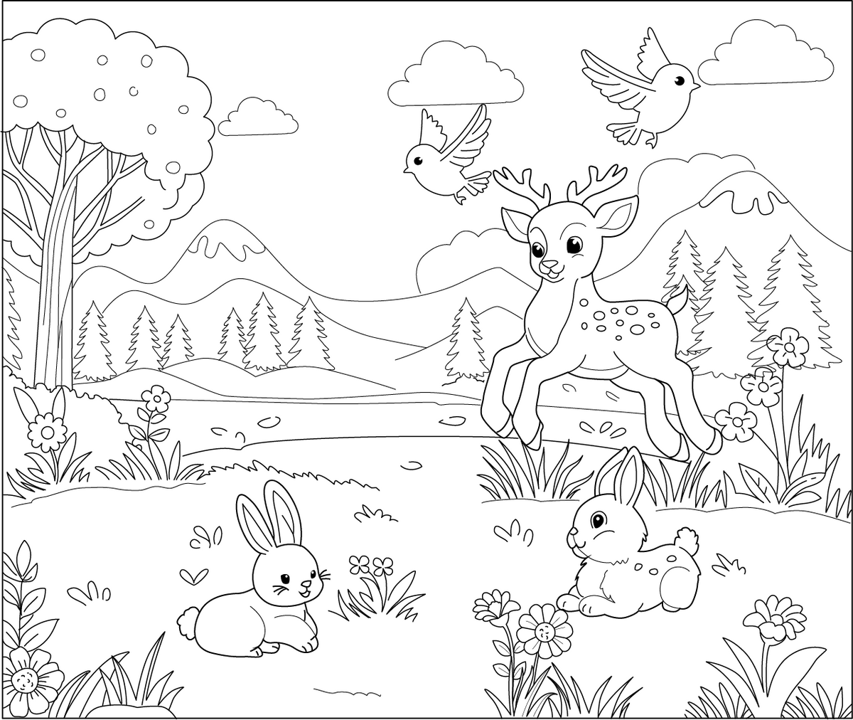 free forest coloring pages for kids
