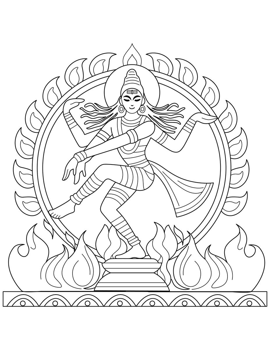 Nataraja Drawing Coloring Shiva Ramakrishna Sri Getdrawings Template ...