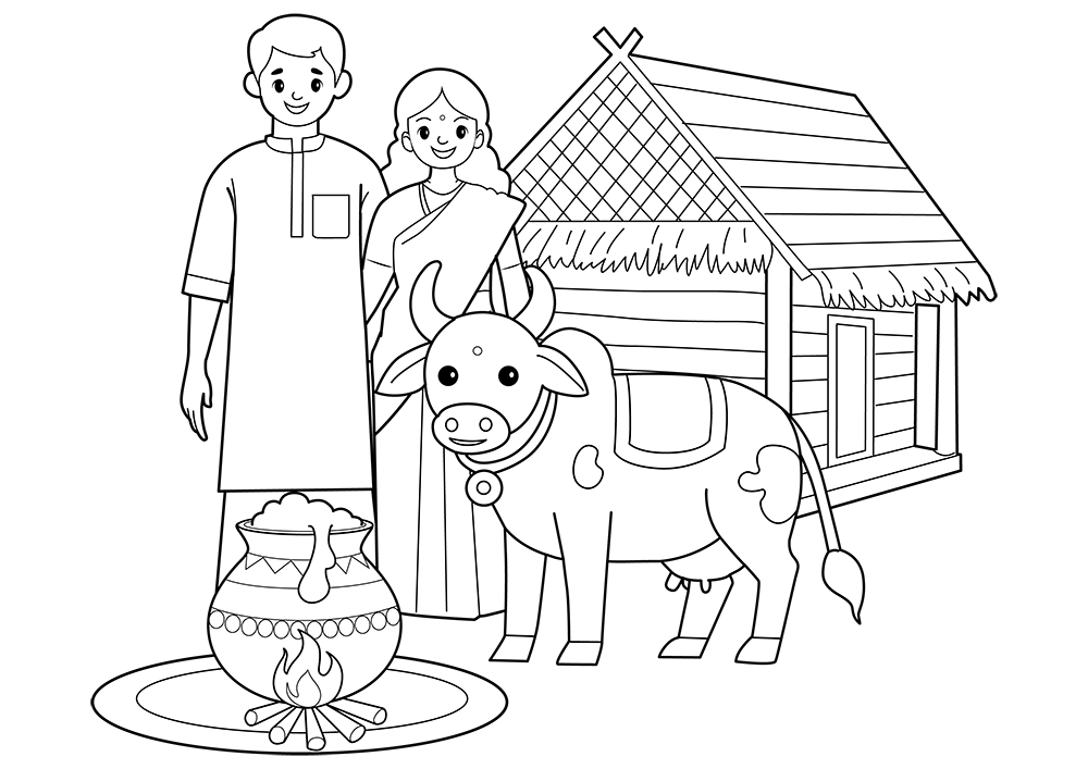 Pongal Festival Colouring Page | Free Colouring Book for Children ...