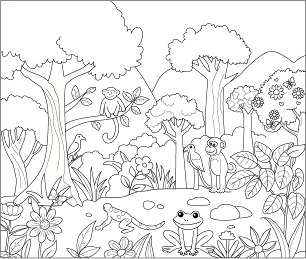 Rainforest Colouring Page | Free Colouring Book for Children – Monkey ...