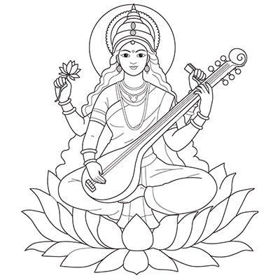 Goddess Saraswati Colouring Page | Free Colouring Book for Children