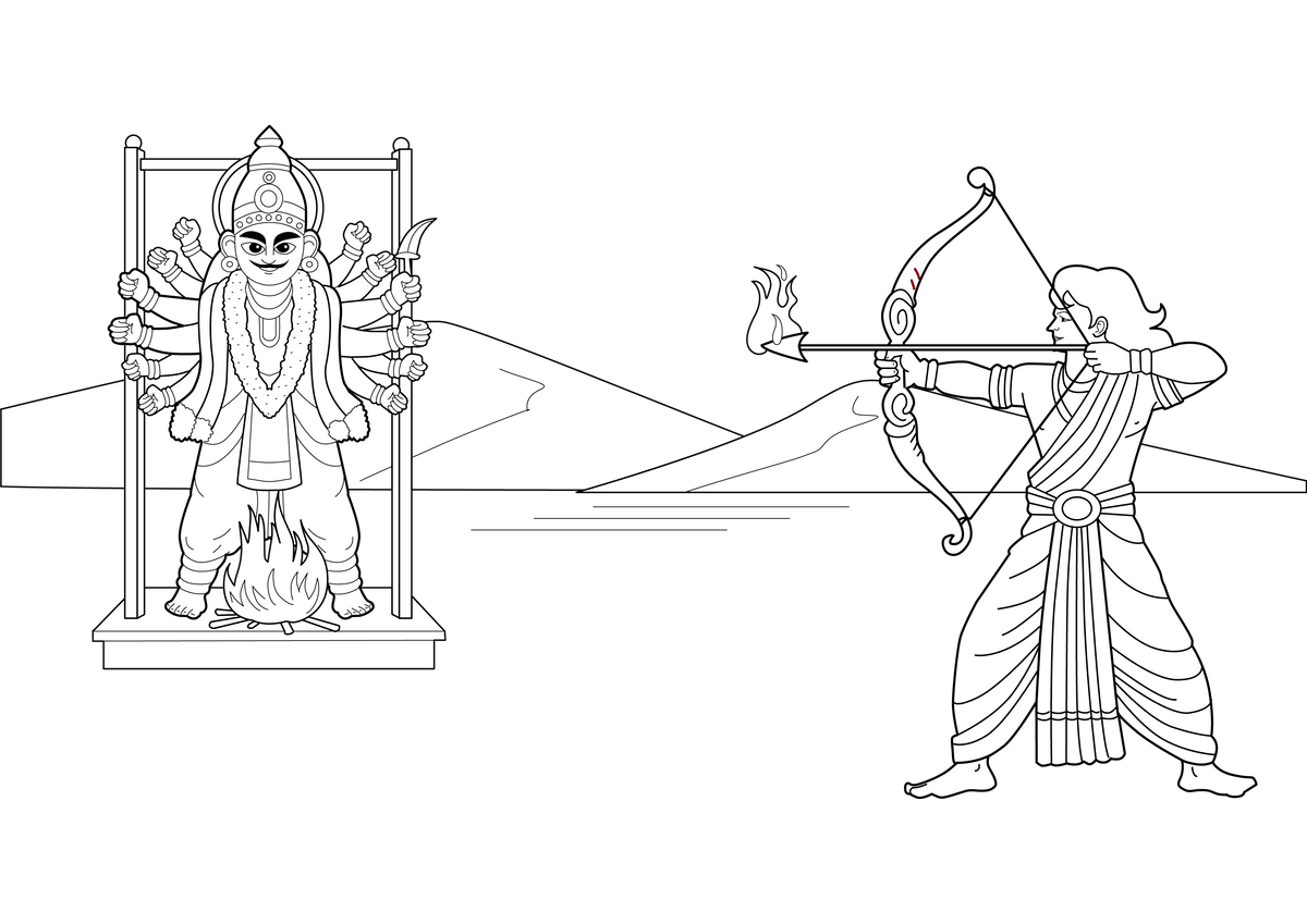 Dussehra Colouring Page | Free Colouring Book for Children – Monkey Pen ...