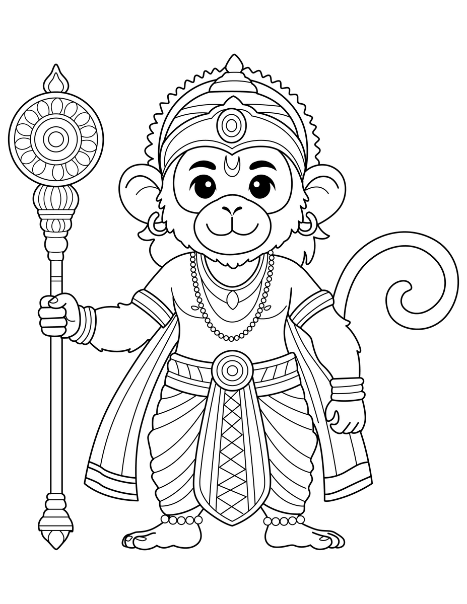 Printable Lord Hanuman Colouring Page | Free Colouring Book for Childr ...