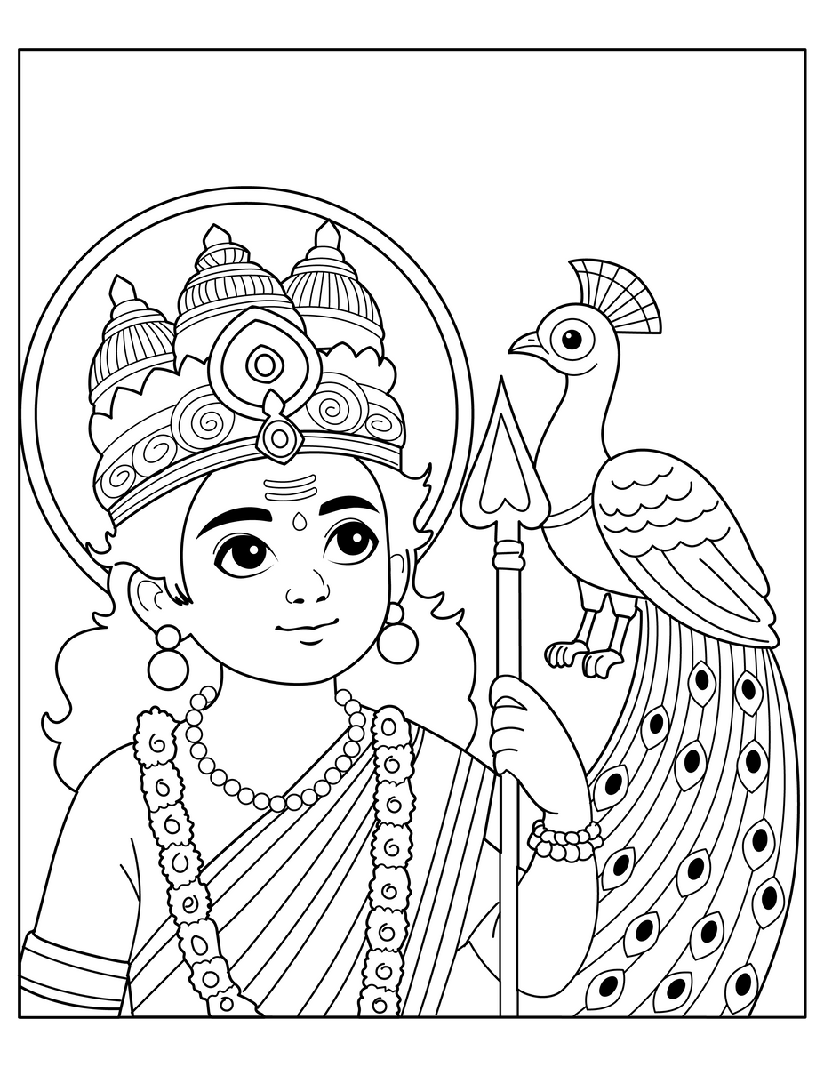 Lord Murugan Colouring Page | Free Colouring Book for Children – Monkey ...