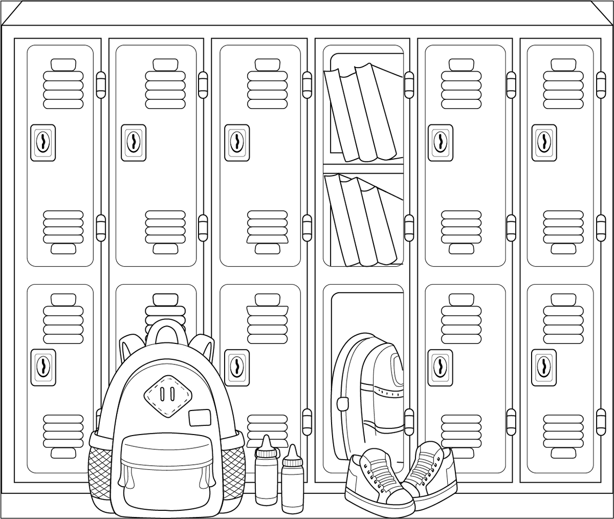 School Locker Colouring Page | Free Colouring Book for Children ...