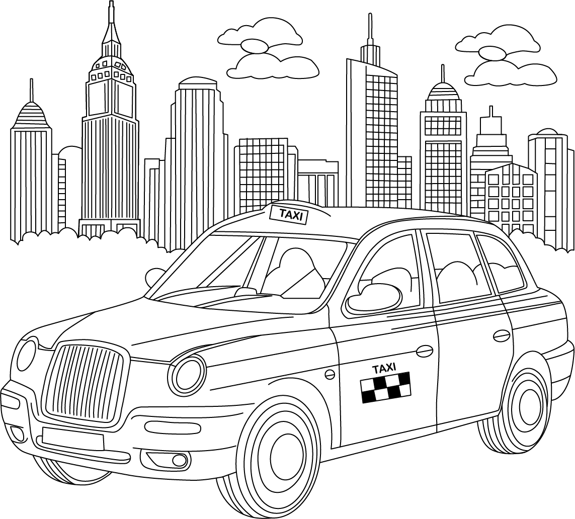 Printable Taxi Colouring Page | Free Colouring Book for Children
