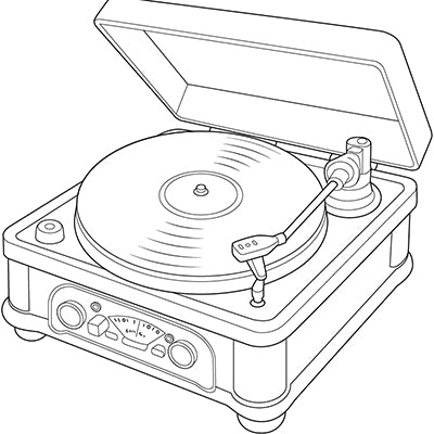 Record Player Colouring Page | Free Colouring Book for Children