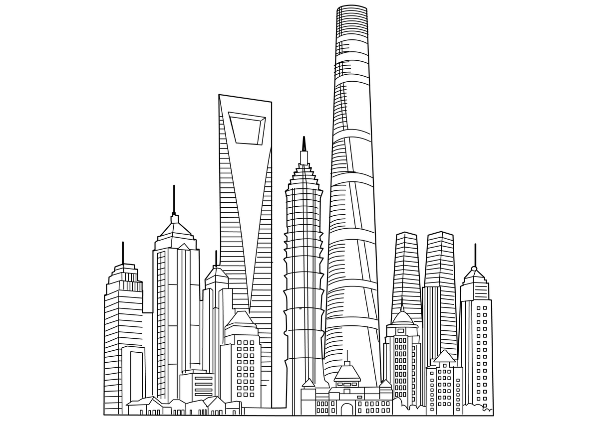 Shanghai Tower Colouring Page | Free Colouring Book for Children ...