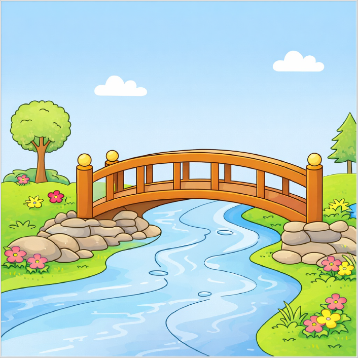 How to Draw a Bridge Landscape – Simple Drawing Lesson for Kids