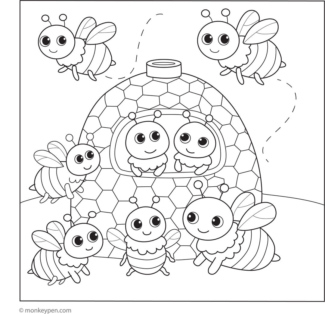 Free Bee Coloring Pages – Printable Fun for Kids – Page 2