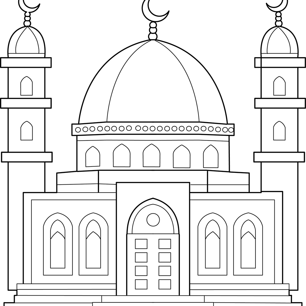 Mosque Coloring Page – Free Printable PDF for Kids Fun