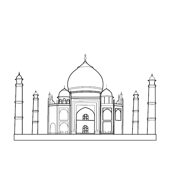 Free Printable Taj Mahal Coloring Picture Page for Kids