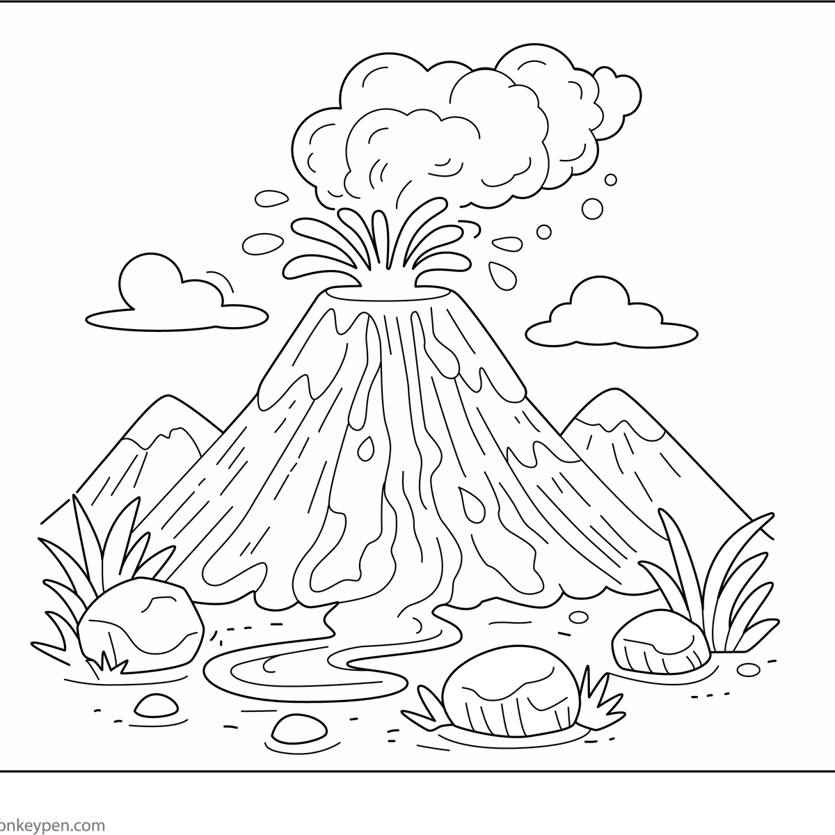 Volcanic Eruption Coloring Page